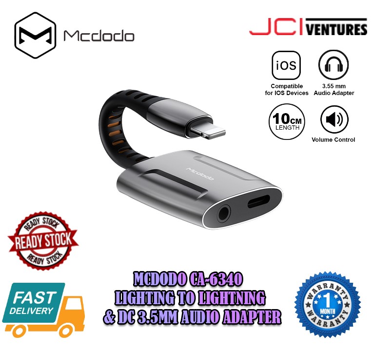 MCDODO CA-6340 LIGHTING TO LIGHTNING & DC 3.5MM AUDIO ADAPTER
