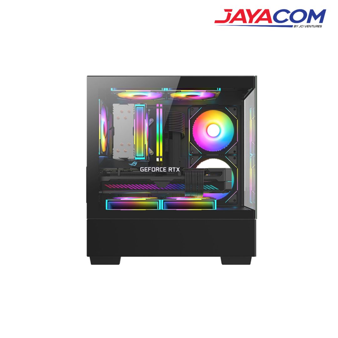 INVASION M-ATX D-3000 CASING (BLACK / WHITE) [FREE 5X 120MM ARGB FAN]