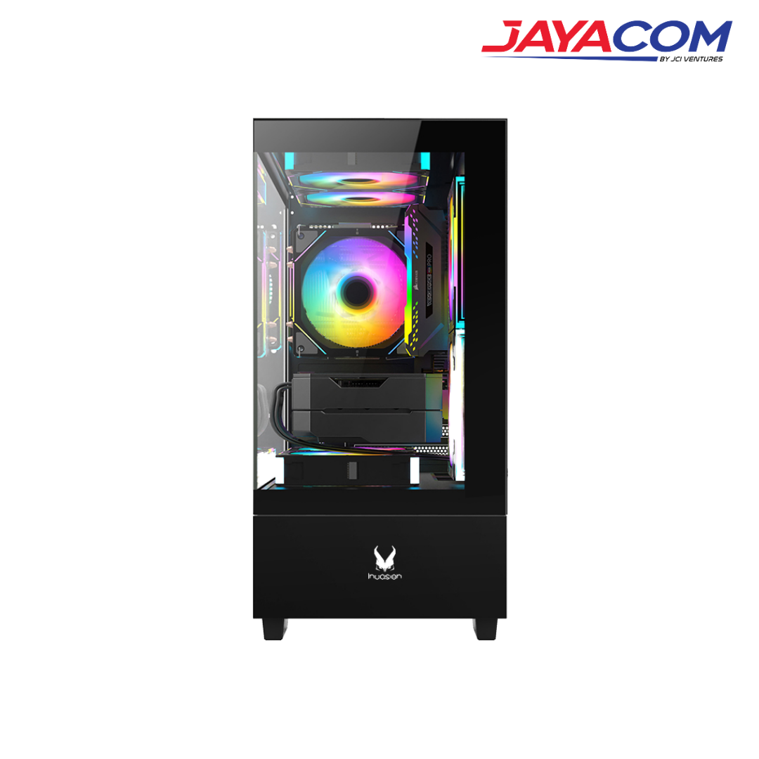 INVASION M-ATX D-3000 CASING (BLACK / WHITE) [FREE 5X 120MM ARGB FAN]